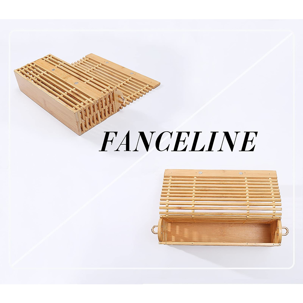 FANCELINE Bamboo Shoulder Bag for Women Summer Straw Bags Wooden Beach Purse Basket Handle Handbags