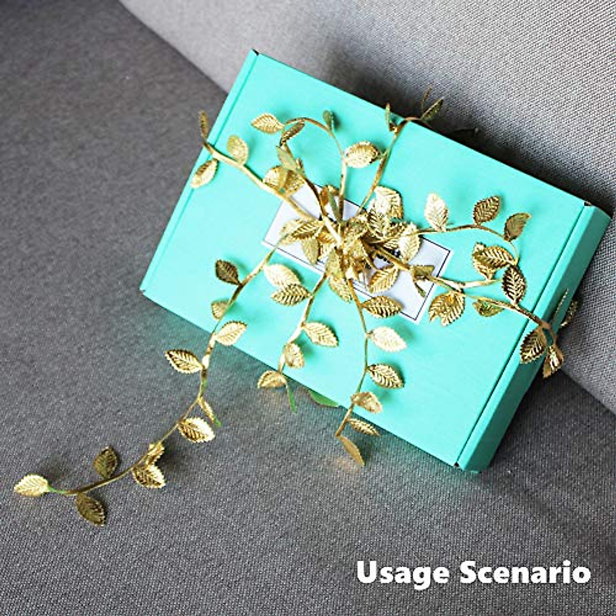 Gold Leaves Leaf Ribbon Trim Rope - 20 Yards - for Garland DIY Crafts and Party Wedding Home Decorations (Gold)