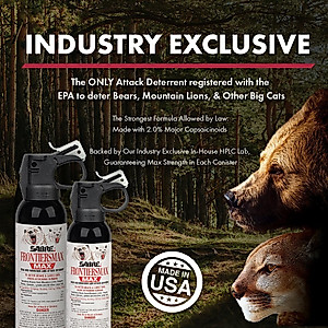 SABRE Frontiersman MAX 7.9 fl oz. Bear & Mountain Lion Attack Deterrent, Up to 40 ft Range, Contains 2% Major Capsaicinoids, Safer for You, Animals & The Environment, Glow-in-The-Dark Safety