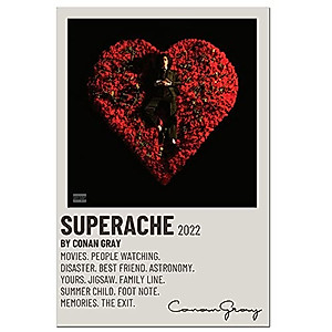 Conan Gray Poster Superache Album Cover poster Vintage Posters Decorations Paintings Music Poster Canvas Wall Art for Living Room Office Bedroom Decor Unframed (12x18Inch(30x45cm))