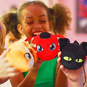 Miraculous Ladybug, 4-1 Surprise Miraball, 2 Pack, Toys for Kids with Collectible Character Metal Ball, Kwami Plush, Glittery Stickers and White Ribbon (Wyncor)