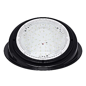 Leisure LED RV Trailer Camper 5th Wheel Black 8.5" Round Scare Porch 12V LED Light 600 LM with Angled Bezel (LED Light with Angle Bezel Black)