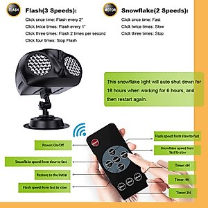 LUOWAN Christmas Snowflake Projector Lights, Waterproof LED Snowfall Spotlight Projector with Remote Control, Upgrade Rotating LED Snowfall Projection Lamp for Halloween Xmas Party Holiday Garden