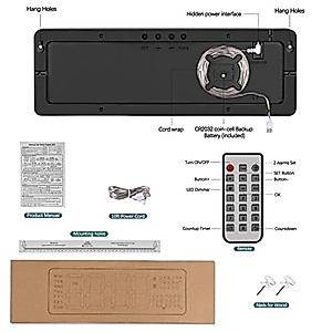 Ashionee Wall Clock, Digital Wall Clock, 16.2 in Large Digital Wall Clock, LED Digital Wall Clock with Remote Control for Living Room Decor