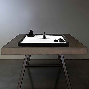 Artcome Japanese Zen Sand Garden for Desk with Rake, Stand, Rocks and Mini Furnishing Articles - Office Table Accessories, Mini Zen Sand Garden Kit - Meditation Gifts