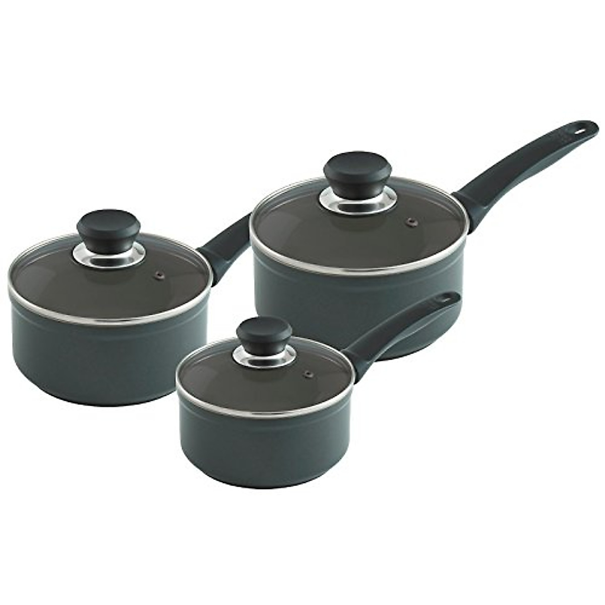 Kuhn Rikon Easy Induction 3-Piece Saucepan Set, ALUMINIUM, Black,, 18 x 20.5 x 48 cm