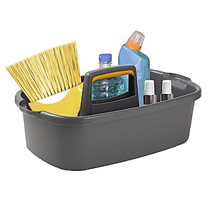 Whalegend Cleaning Caddy, Cleaning Caddy Organizer with Handle, Plastic Tool Storage Cleaning Supply Caddy for College Dorm, Kitchen, Garden, Under Sink,Gray