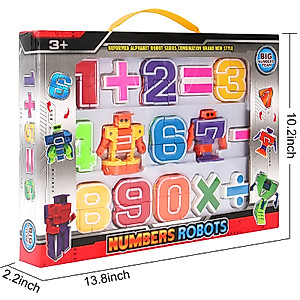 Liberty Imports 15 PCS Number Robots Transforming Toys Set - Math Counting Numerical Transform Robot Figures, Educational STEM Learning Bots for Kids