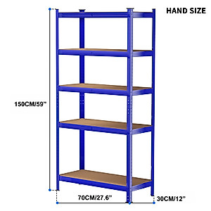 Yiyai Garage Shelving Heavy Duty Storage Shelves - 59" High 27.6" Wide 12" Deep Metal Shelf Unit - 5-Tier Garage Utility Shelf Rack for Pantry Warehouse Basement, Boltless Assembly, Load 1930 LBS