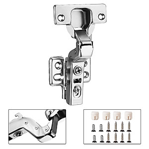 Luokim 4pcs Standard Cabinet Hinge,Fit for Frameless Cabinet,European Inset,Soft Closing,Four-Hole mounting Plate Hinges,Nickel Plated Finish