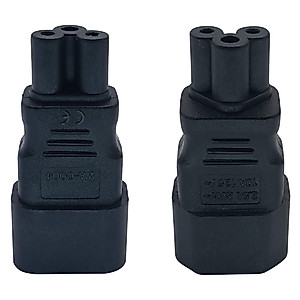 AAOTOKK IEC 320 C14 to C5 AC Adapter, 10A 125V IEC 3Pole Male to Mickey Mouse 3Pole Female Power Adapter,C5 to C14 AC Converter for Mickey Mouse Laptop Receptacle Converter (2 Pack-C5 to C14)