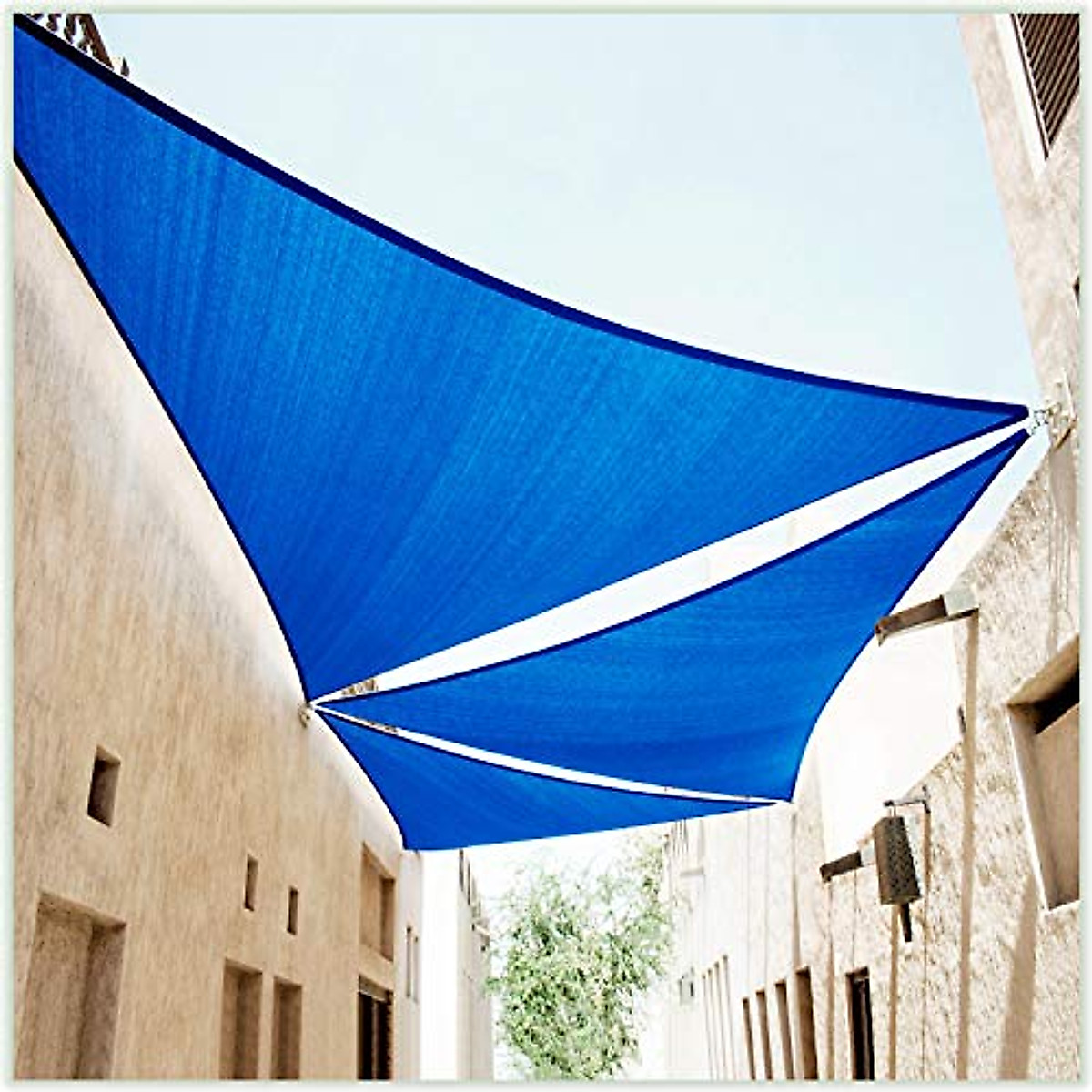 ColourTree 12' x 12' x 12' Blue Sun Shade Sail Triangle Canopy Awning Shelter Fabric Cloth Screen - UV Block UV Resistant Heavy Duty Commercial Grade - Outdoor Patio Carport - (We Make Custom Size)