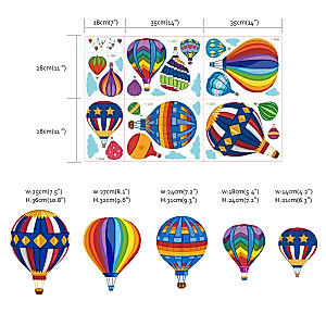 Runtoo Hot Air Balloon Wall Decals Kids Adventure Wall Stickers Bedroom Classroom Playroom Nursery Wall Art Décor