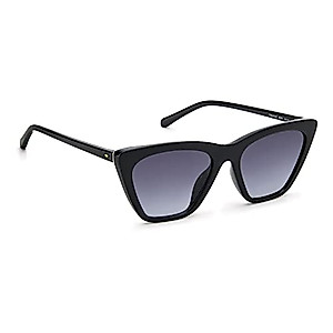 Fossil Women's Female Sunglass Style FOS 3121/S Cat Eye, Black/Gray Shaded, 54mm, 18mm