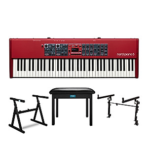 Nord Piano 5 73-Key Digital Piano Bundle with Two-Tier Adjustable Stand and Flip-Top Adjustable Bench (4 Items)