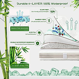 GRT Rayon Bamboo Waterproof Mattress Protector Cal King Size - 3D Air Fiber Cooling Mattress Cover Breathable Ultra Soft, Mattress Pad Noiseless Fits up to 26'' Deep Pocket Mattress Machine Washable