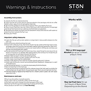 Stonhome Tabletop Fire Pit Bowl - The Original Marble Portable Fireplace, Indoor Outdoor, Mini Fire Pit Clean Burning Real Flame for Patio Balcony, S’Mores Maker (White)