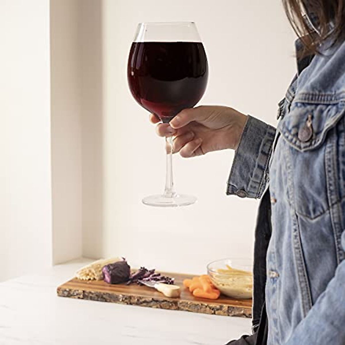 Oversized XL Giant Clear Wine Glass - 750 ml - Holds a Full Bottle of Wine or Use for Cocktails, Fun Jumbo Drinkware for Birthdays Bachelorette Parties Holidays Housewarming for Her Gift, Summer BBQs