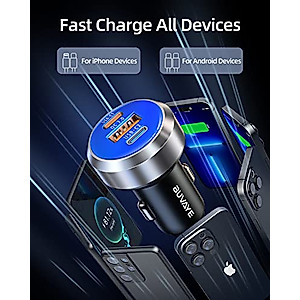 USB C Car Charger, 65W 3-Port Super Fast Car Charger Adapter, PD & QC 3.0 Type C Cigarette Lighter USB Charger, USB C Car Phone Charger Adapter for iPhone 14 Pro Max/13, Samsung Galaxy, Google Pixel