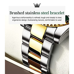 OLEVS Mens Watches Fashion Casual Analog Quartz Watch Waterproof Dress Wrist Watches with Stainless Steel Band Day Window for Men