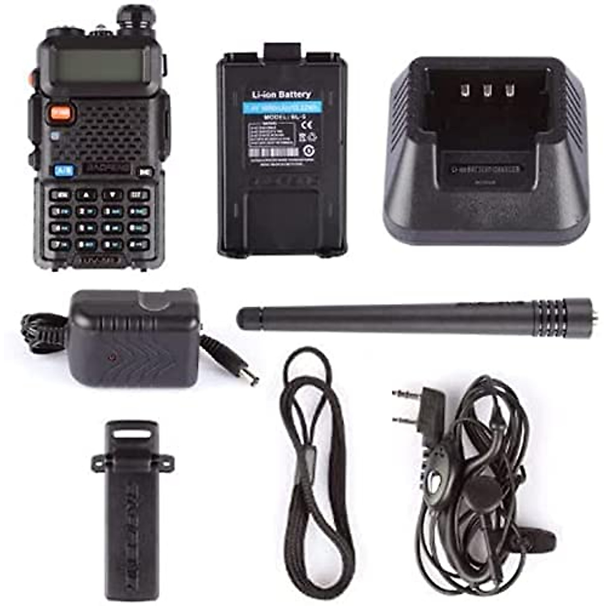 Baofeng UV-5R Ham Radio Handheld Dual Band Two Way Radios Long Range Walkie Talkies for Adults Rechargeable Amateur Portable VHF/UHF Military Radio with Earpiece for Survival Gear(5 Pack, Black)