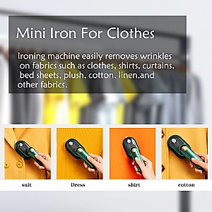 Mini Iron for Clothes, Portable Handheld Steam Iron - Handy Heat Press Small Iron - 360° Ironing Machine for Dry And Wet Ironing Support Dry And Wet Ironing for Home and Travel (Green)