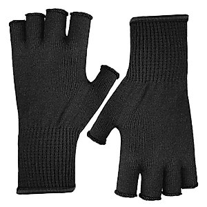 Evridwear Merino Wool Fingerless String Knit Liner Touchscreen Glove s(Black)