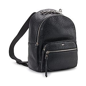 DKNY Women's Abby Backpack Bag, Black/Silver, Large