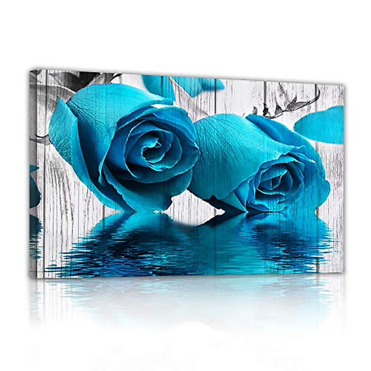 Canvas Wall Art for Bedroom Blue Rose Flower Wall Decor Black White kitchen decoration paintings Gifts for Girls Women Canvas art Prints Panels Framed HD Pictures Office Bathroom Home decorations