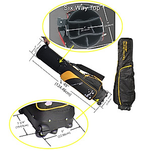 A99Golf Travel Mate with Skin Cover Wheeled W. TSA Lock Air Porter Golf Travel Bag cart Bag Travel Cover Golf Bag (Blk/Gold)