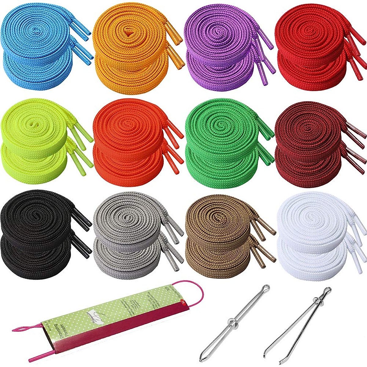 Sweatshirt Drawstring Replacement - 24Pcs Premium Hoodies Drawstring in 12 Colors, Hoodie Strings with 3Pcs Drawstring Threader for Pants Shorts (48IN Long)