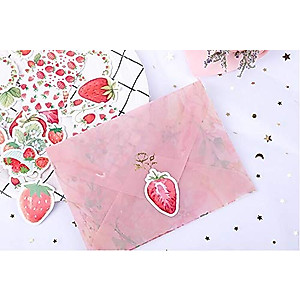 90PCS Small Cute Pink Strawberry Letter Stickers Decal Sticker Cardstock Stickers Photo Planner Stickers Korean Stationery Stickers Party Favors Kid' Stickers for DIY Arts and Crafts (Strawberry)