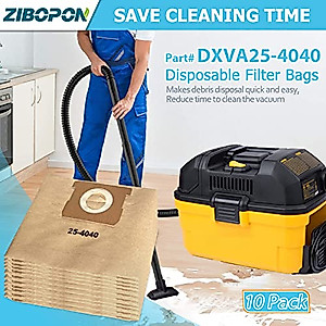 10 Pack DXVA25-4040 Dust Bag-4 gallon Replacement for DEWALT DXV04T 4 Gallon Wet/Dry Vacuum