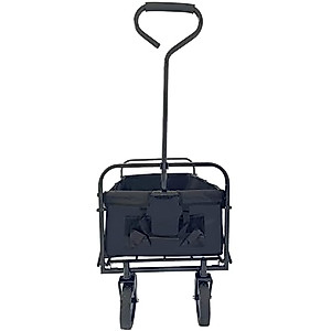 EastVita 32 Inch Collapsible Beach Wagon with Detachable Sunshade Weatherproof Large Storage Space Utility Cart for Outdoor Adventures Antique Black