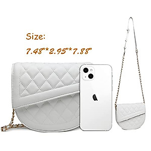 Ysaok Women Flap Crossbody Purses Over the Shoulder Chain Bags Vegan Leather Handbags (White)