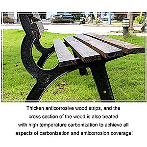 Garden Benches , Patio Bench Park Bench Outdoor Conversation Couch, Solid Wood Garden Bench with Backrest, Outdoor Wooden Park Bench, Cast Iron Tripod Rust- Proof Retro Patio Furniture (Size : 120cm)