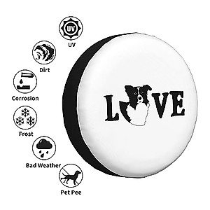Border Collie Love,Funny Tire Cover Universal Fit Spare Tire Protector for Truck, SUV, Trailer, Camper, Rv