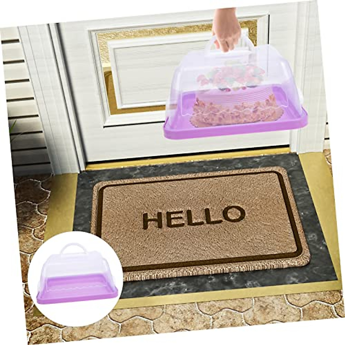 Homoyoyo Portable Cake Box with Cakey Clear Container with Lid Cheesecake Carrier Dessert Storage Case Cake Holder with Lid Mini Gift Cake Packing Box Cake Carrier with Handle Wedding