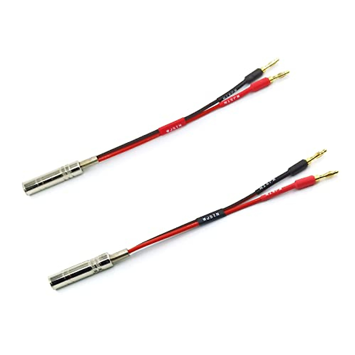 WJSTN 1/4 TS to Banana Plug Speaker Cable 6.35 mm 1/4" Female to Banana Plug Speaker Mono Adapter 8 inches 2pack