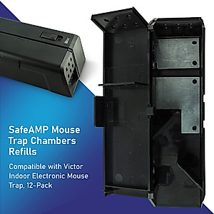 SafeAMP Mouse Trap Chambers Refills Compatible with Victor Indoor Electronic Mouse Trap M250S, 12-Pack