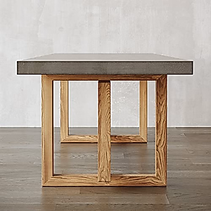KunMai 63'' Dining Table Concrete Grey Dining Table for 6 Rectangle Wooden Tabletop