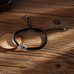 ZYJLM Evil Eye Bracelet Cute Mexican Lucky Protection Bracelets Pack Boho Handmade Braided Adjustable String Elephant Beaded Stacked Braceket for Women Men