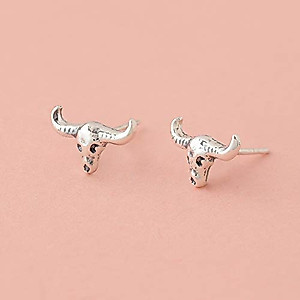 Boma Jewelry Sterling Silver Longhorn Bull Steer Cow Skull Stud Earrings