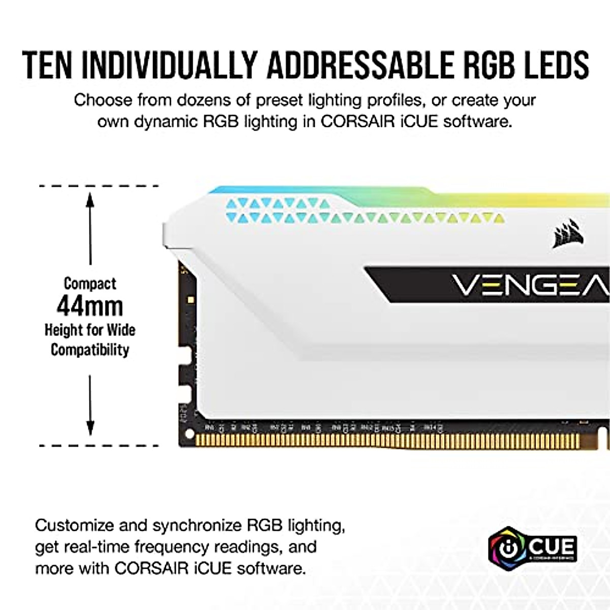 Corsair Vengeance RGB Pro 16GB (2x8GB) DDR4 3600 (PC4-28800) C18 1.35V Desktop Memory - White (CMH16GX4M2D3600C18W)