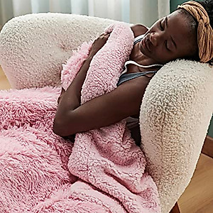 Bedsure Faux Fur Throw Blanket Pink – Fuzzy, Fluffy, and Shaggy Faux Fur, Soft and Thick Sherpa, Tie-dye Decorative Gift, Throw Blankets for Couch, Sofa, Bed, 50x60 Inches, 380 GSM