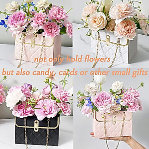 MIFOR 5PCs Paper Flower Gift Bags Bouquet Bags Box with Handle Florist Bag Handbag Gift Case Wedding Valentine's Day Gift Wrap Bags (Pink+White+Black 15pcs)