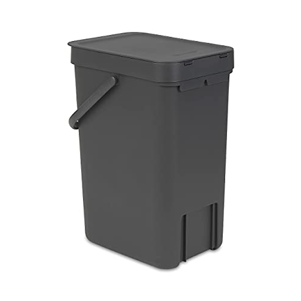Brabantia Sort & Go Kitchen Recycling Can (3.2 Gal / Gray) Stackable Waste Organiser with Handle & Removable Lid, Wall/Cupboard Mounting