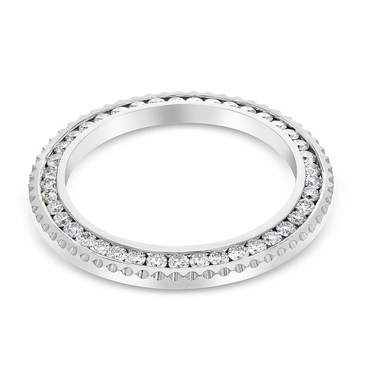 Ewatchparts 3ct Channel Diamond Bezel With Ridges Compatible With Rolex Submariner, GMT Master 2 Steel