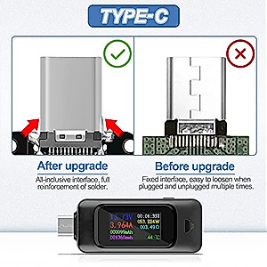 MakerHawk Type-C USB Meter Tester Power Meter USB Multimeter Voltage and Current Tester 0-5.1A 4-30V USB Power Tester Multi-function Tester Display Capacity Voltage Current Detector
