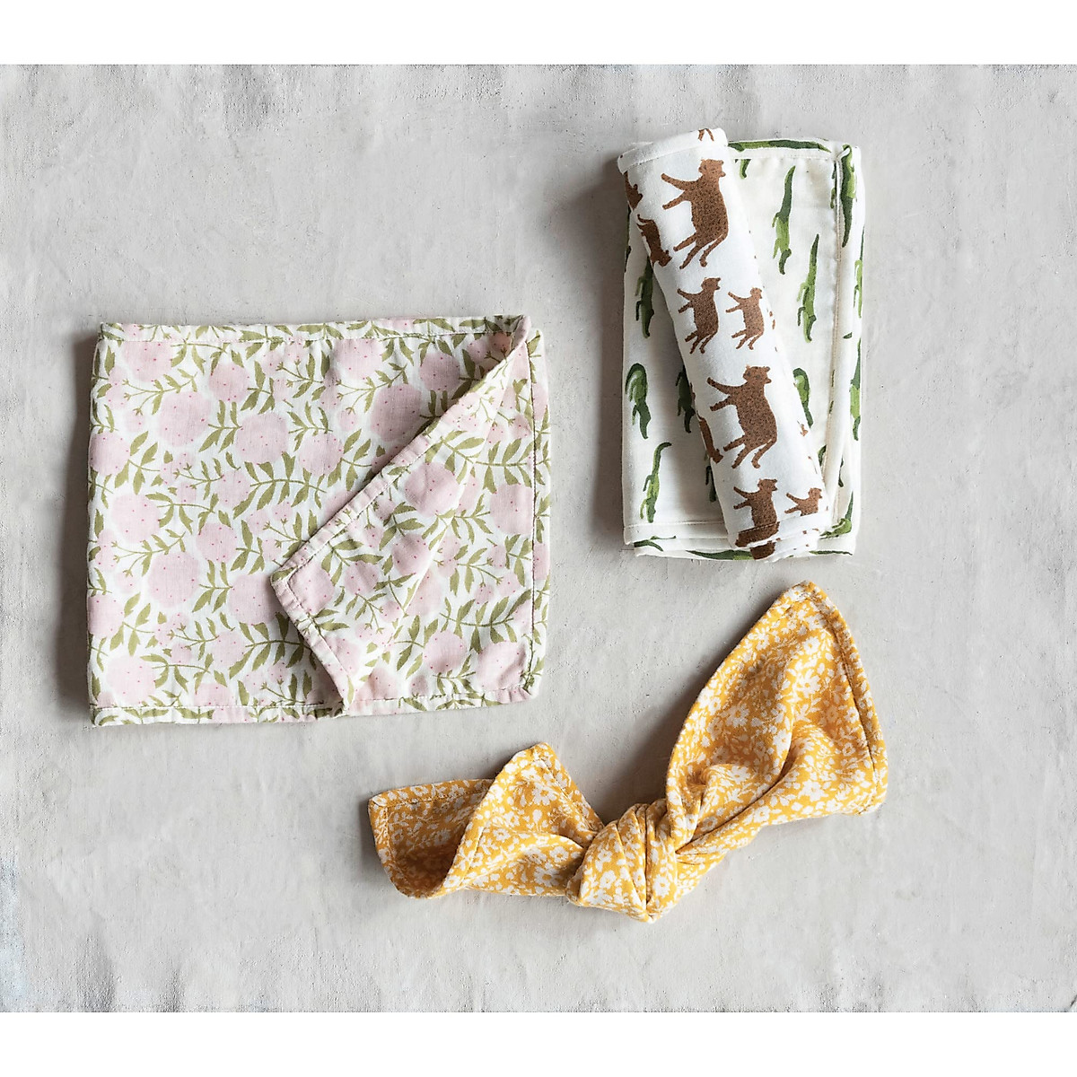 Creative Co-Op Cotton Burp Cloth with Pattern